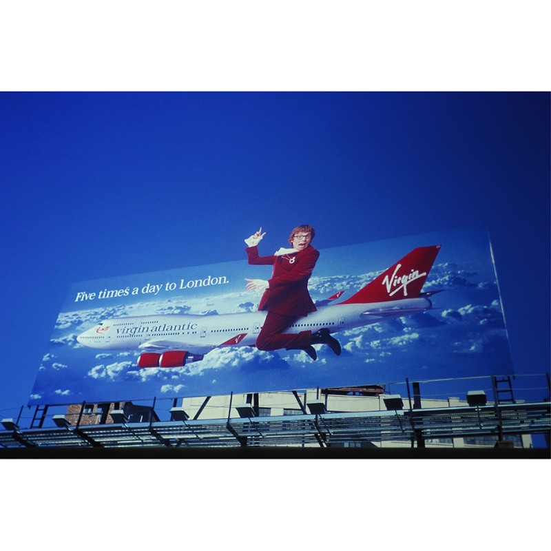 ENGLISH ADVERTISING IN NEW YORK BLUE SKY.
